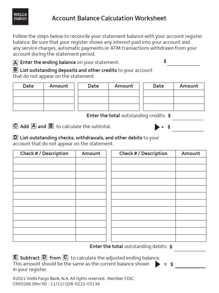 Account Balance Worksheet | PDF