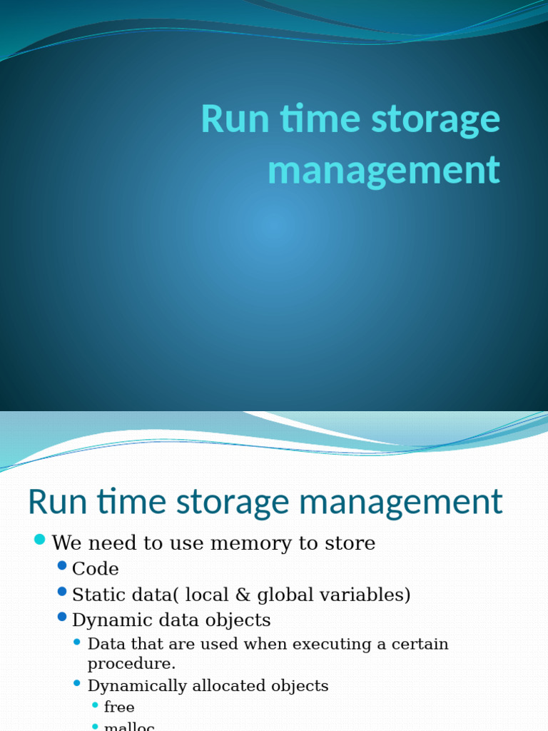 Runtime Storage Management in Compilers | PDF