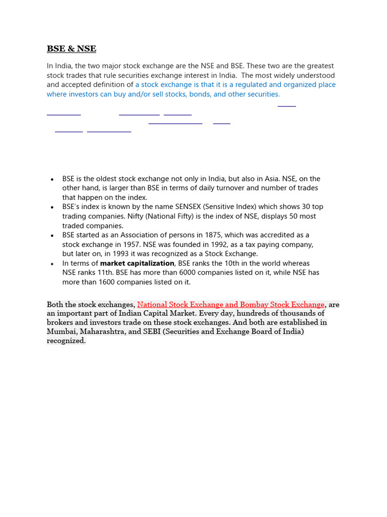 Bse and Nse | PDF