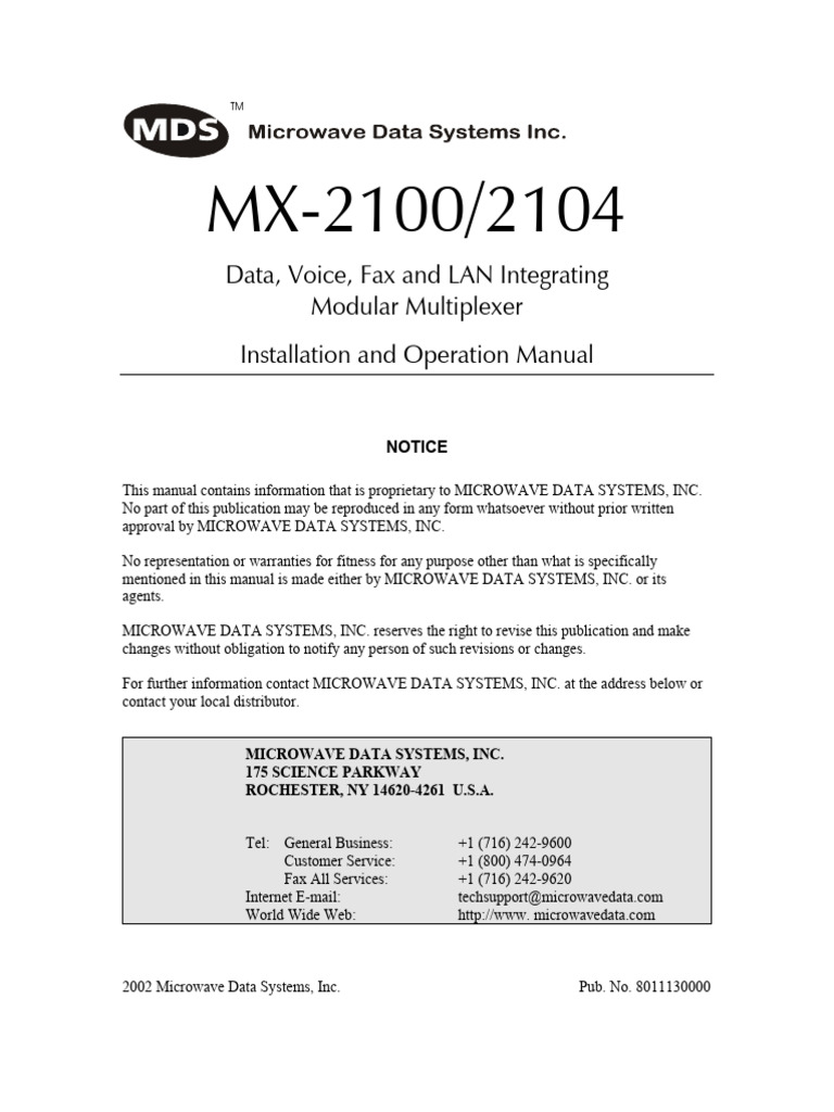 MDS MX2000 Multiplexer User Manual | PDF | Programmable Logic Controller | System