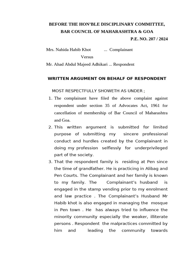 Respondent's Defense in Disciplinary Case | PDF | Public Law | Justice