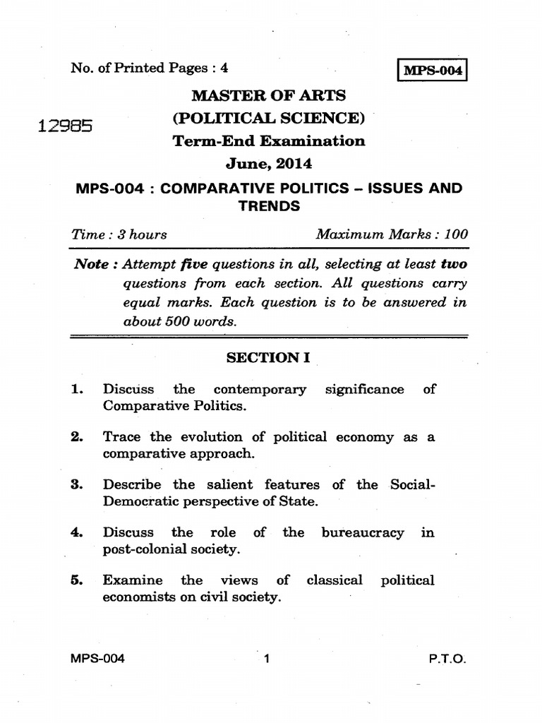 Comparative Politics: Issues & Trends | PDF | Political Economy ...