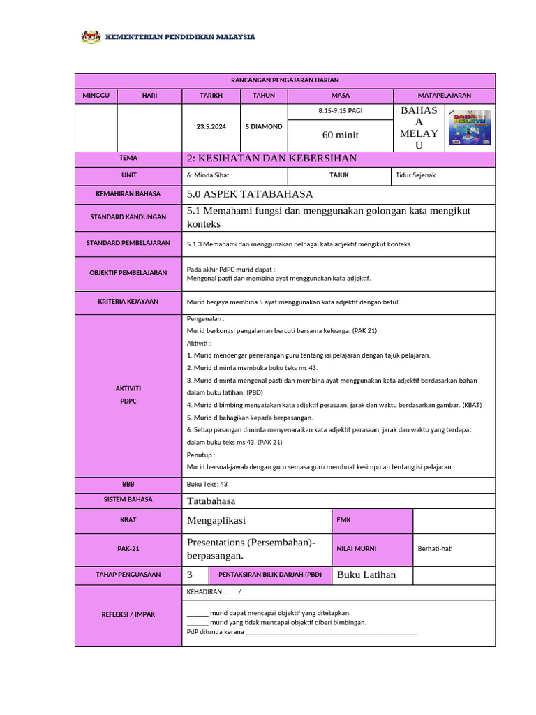 RPH BM THN 5-Unit 6 | PDF