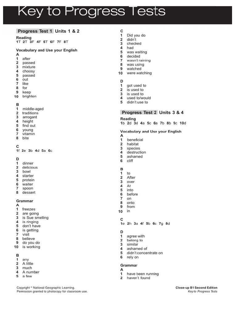 Close Up b1 Tests Answer | PDF