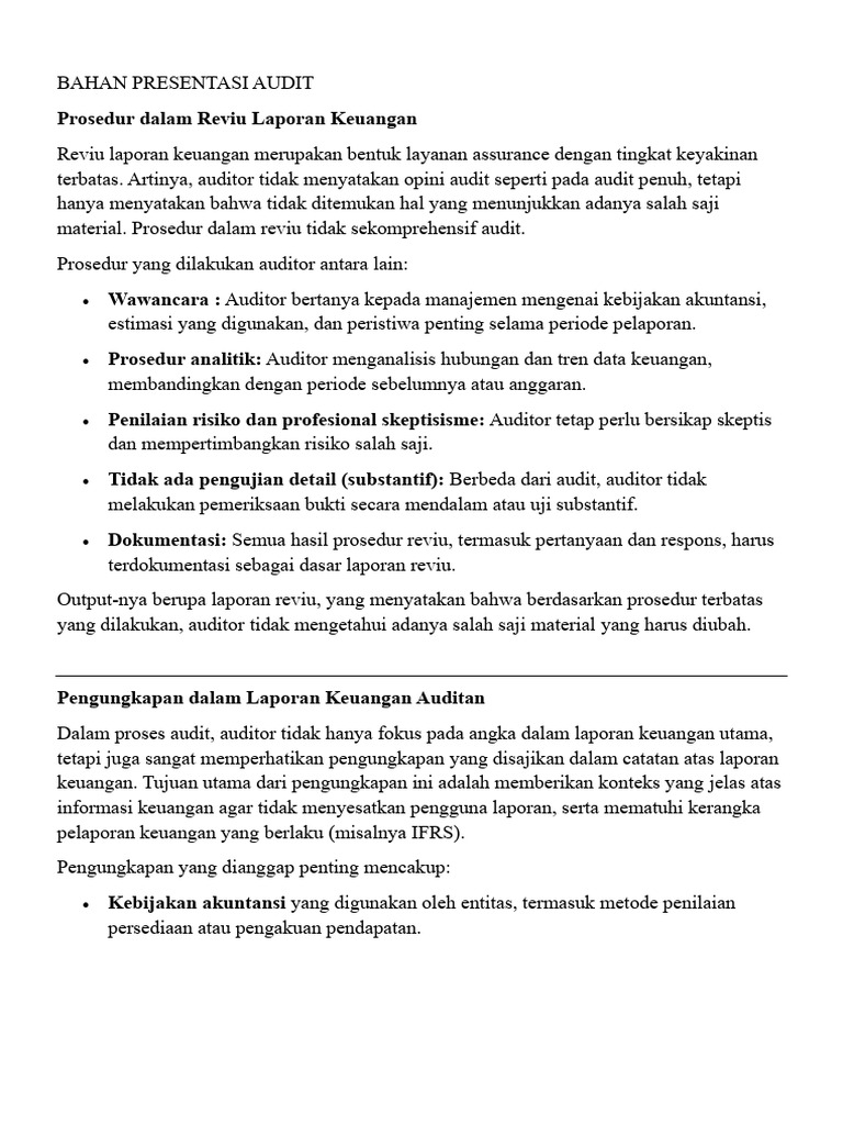Bahan Presentasi Audit | PDF