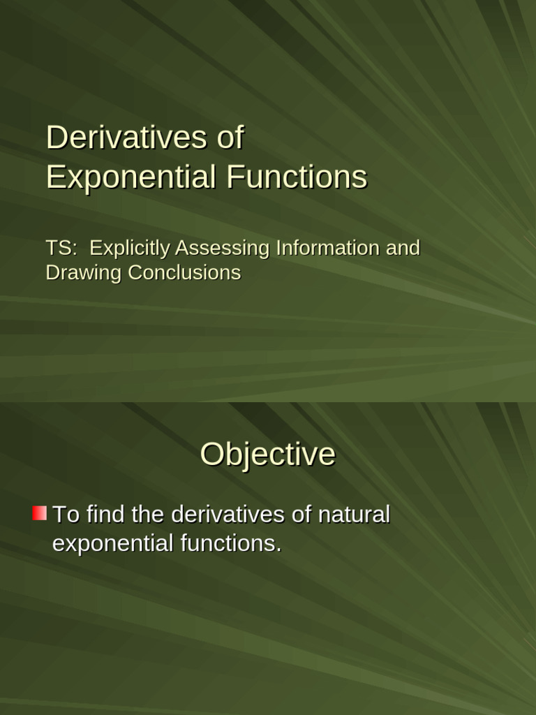 Derivatives of Exponential Functions | PDF | Derivative | Exponential ...