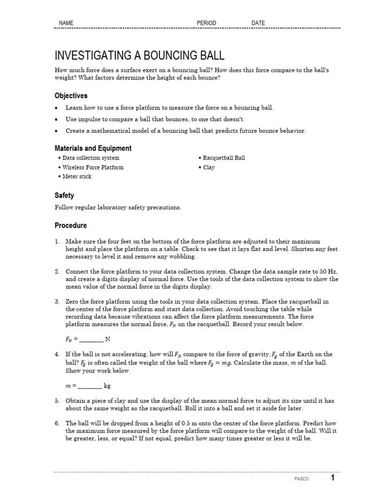 Investigating Bouncing Ball S | PDF | Force | Weight