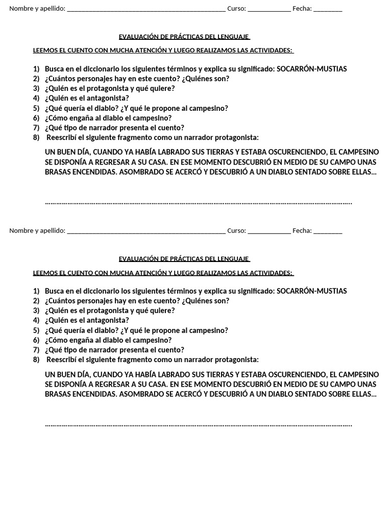 Evaluación Cuento Tradicional | PDF