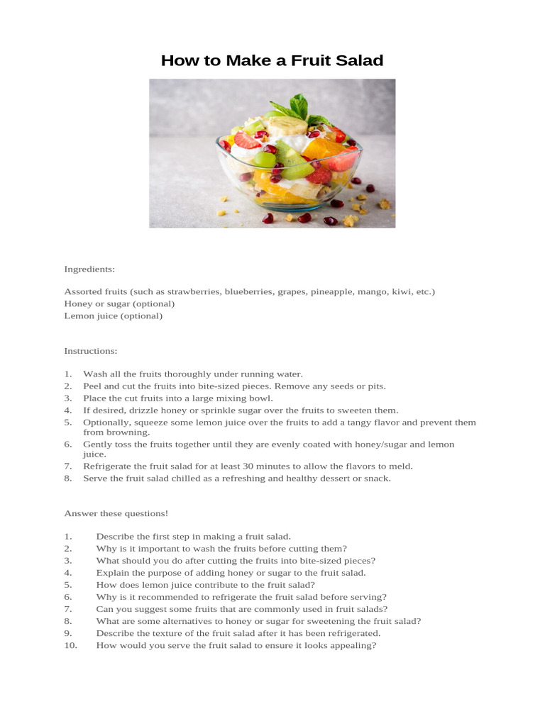 ASSIGMENT 15 Mei 2025 How To Make A Fruit Salad | PDF