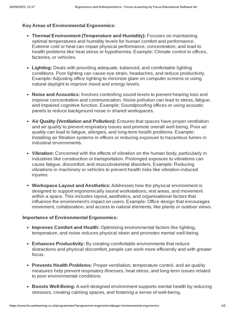 Environmental Ergonomics - Focus ELearning by Focus Educational Software LTD | PDF | Ventilation ...