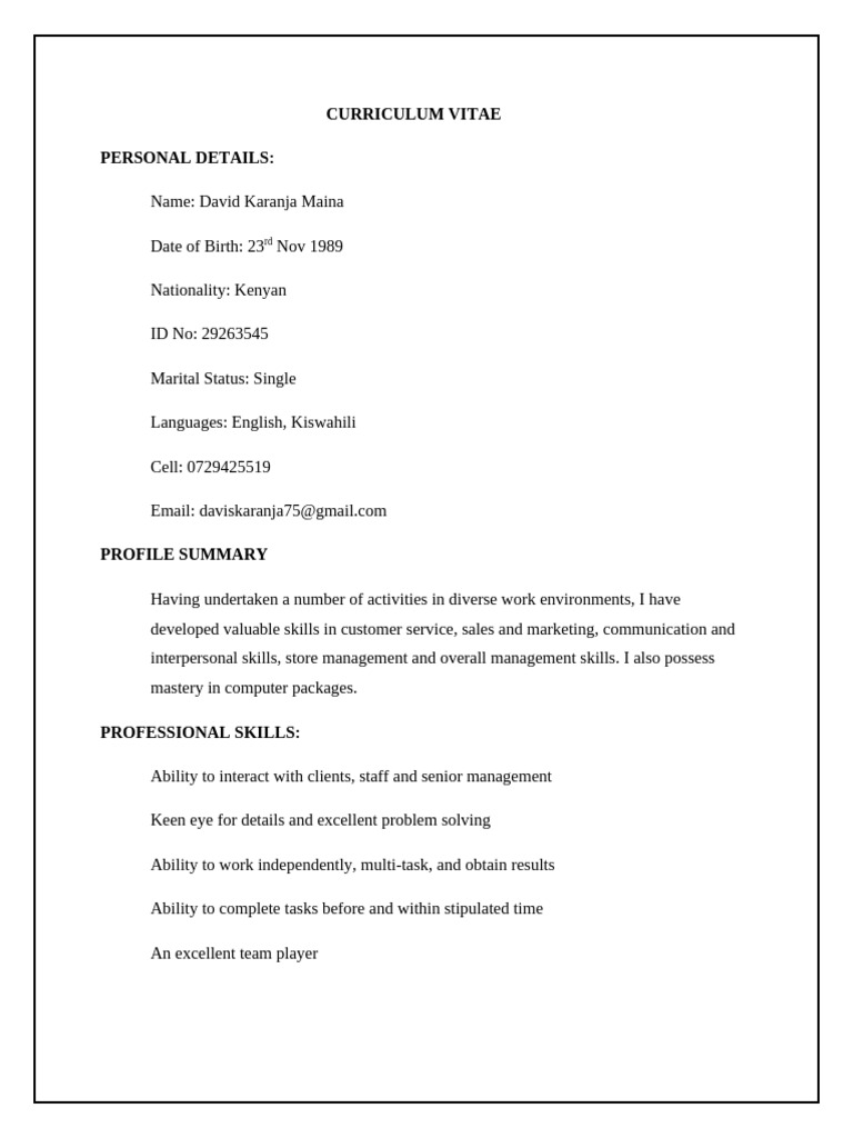 CURRICULUM VITAE-David Maina | PDF