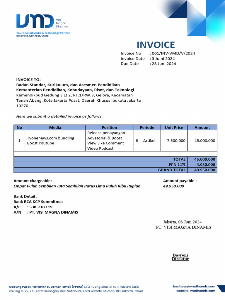 Contoh Invoice Open Tender | PDF