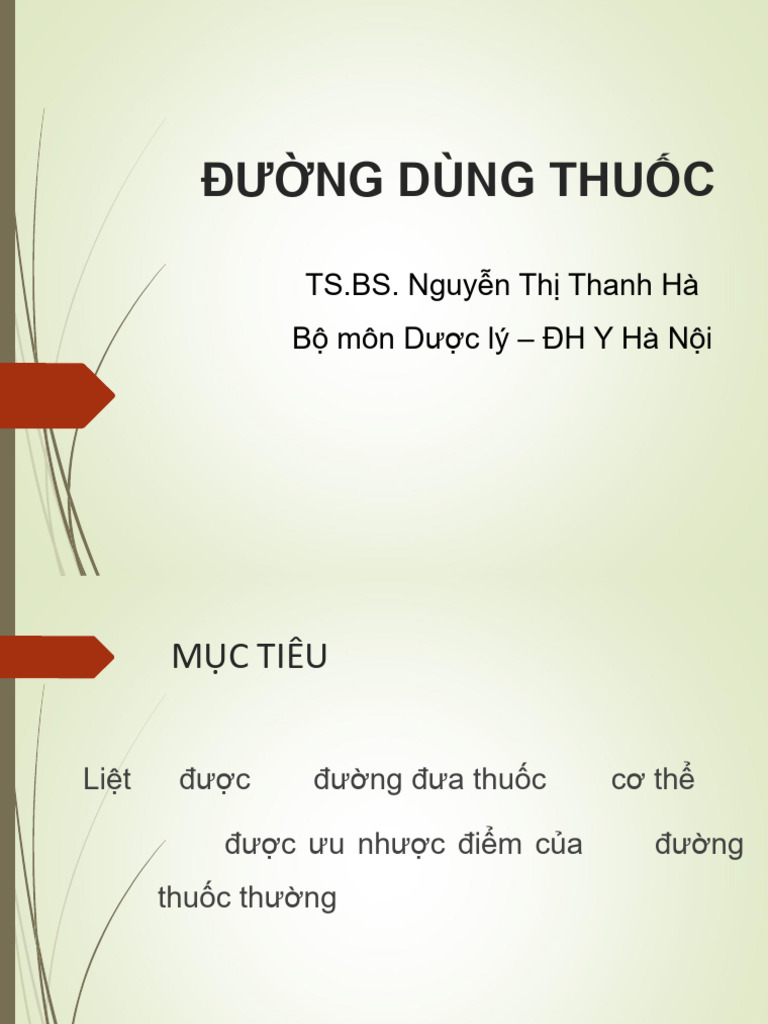 Lec9.S1.6.MD. Đường dùng thuốc - 2024 | PDF