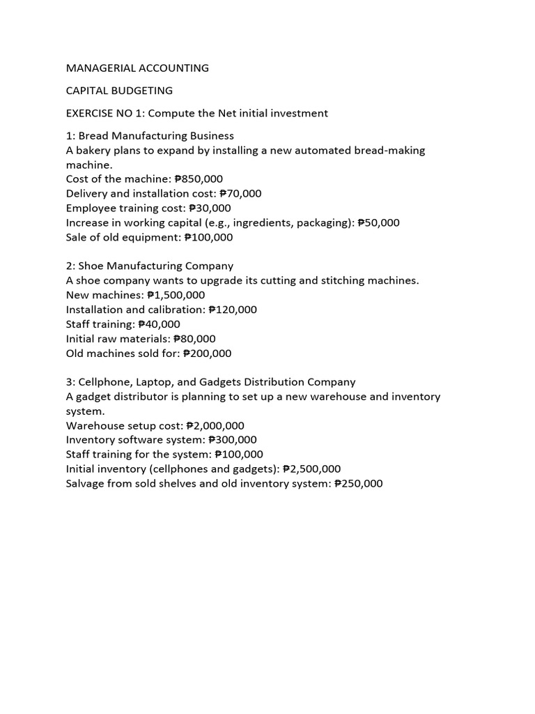 Capital-Budgeting-exercise-no.1 Practice | PDF