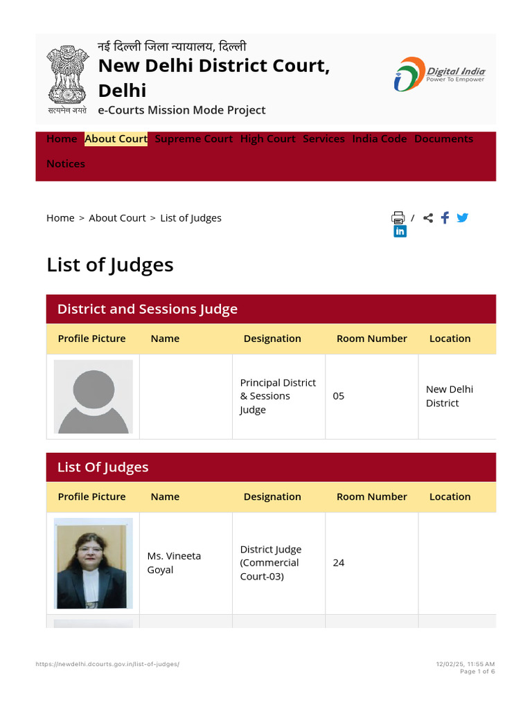 New Delhi District Court Judges List | PDF | Public Law | Jurists