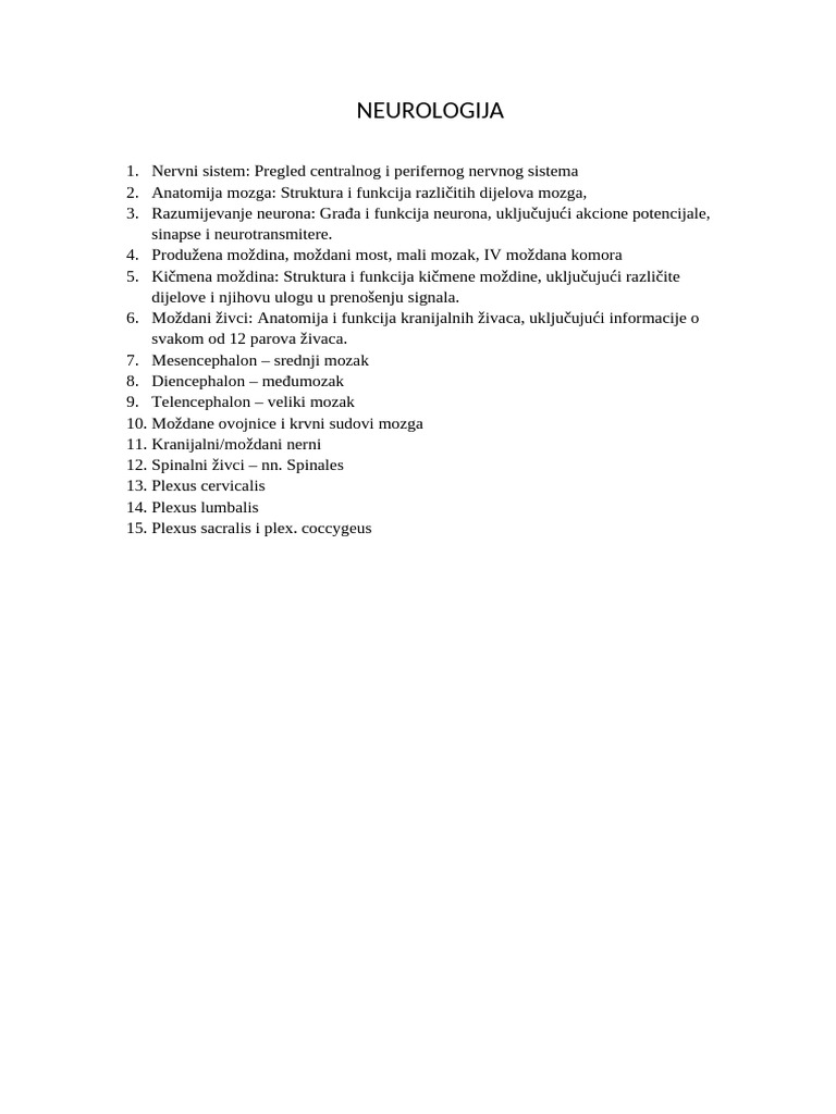 Neurologija Teme | PDF