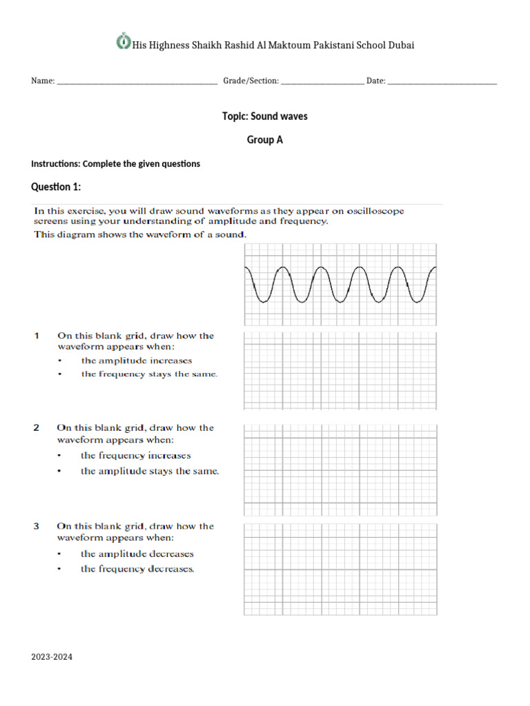 Sound Waves Worksheet for Students | PDF