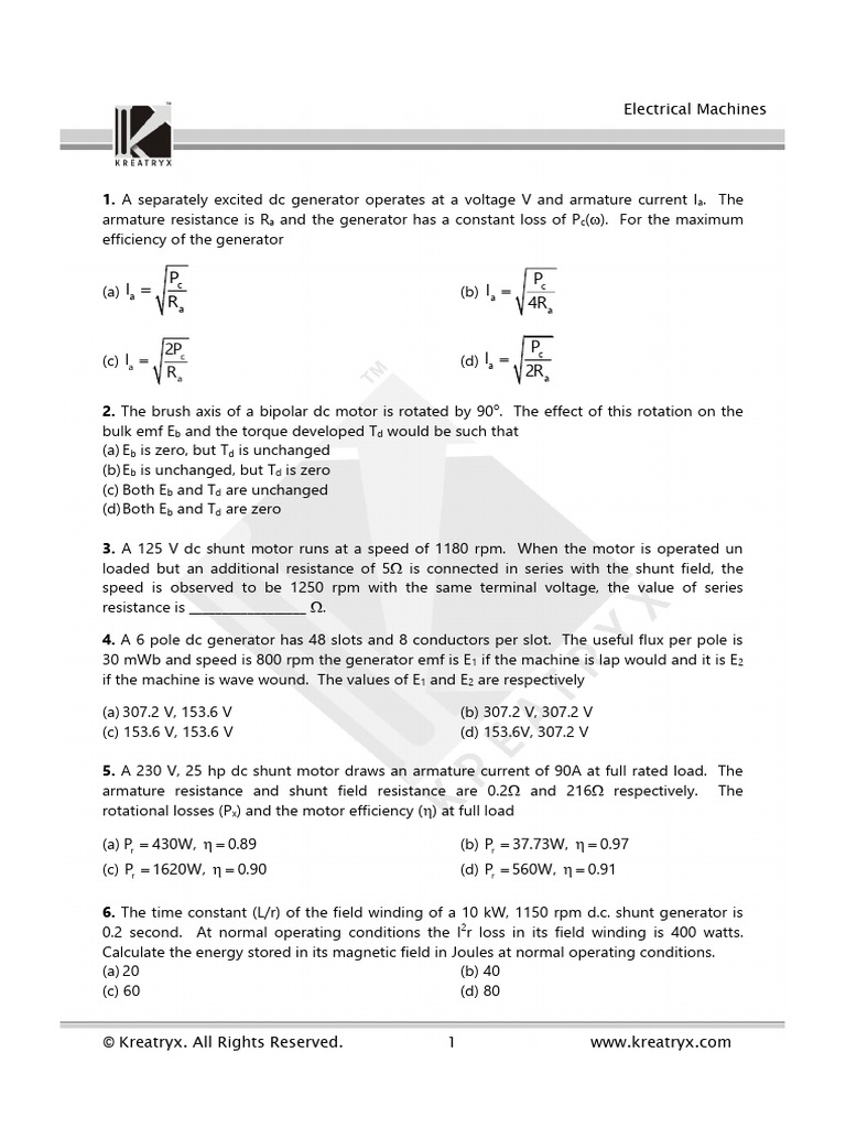 Electrical Machines (Prac Ques - DC Machines) | PDF | Electric Motor | Magnetic Devices