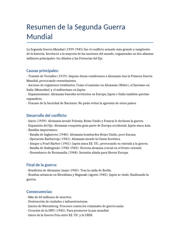 Resumen Segunda Guerra Mundial | PDF | Segunda Guerra Mundial ...