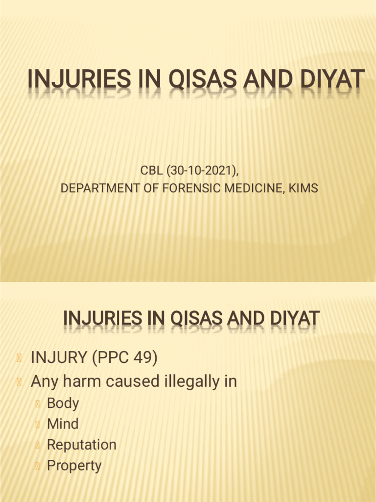 Qisas and Diyat: Types of Injuries | PDF | Traumatology | Diseases And ...