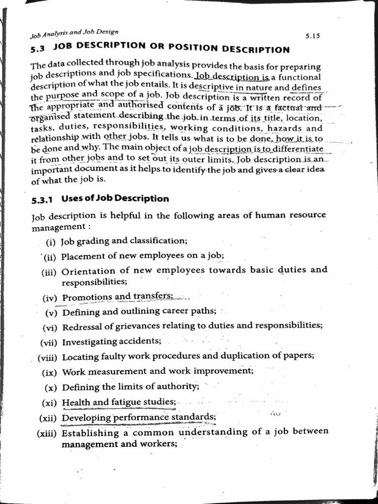 Job Description Job Specification | PDF | Occupational Safety And ...