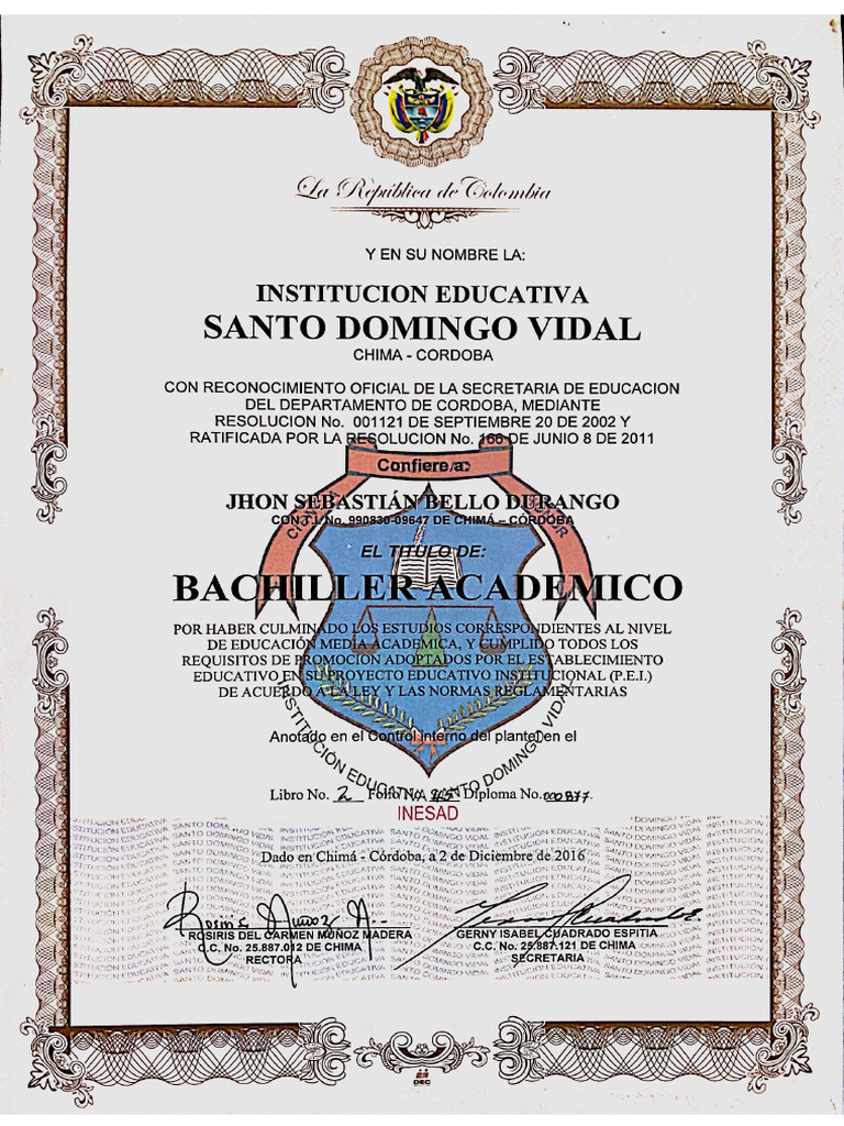 Diploma Bachiller | PDF