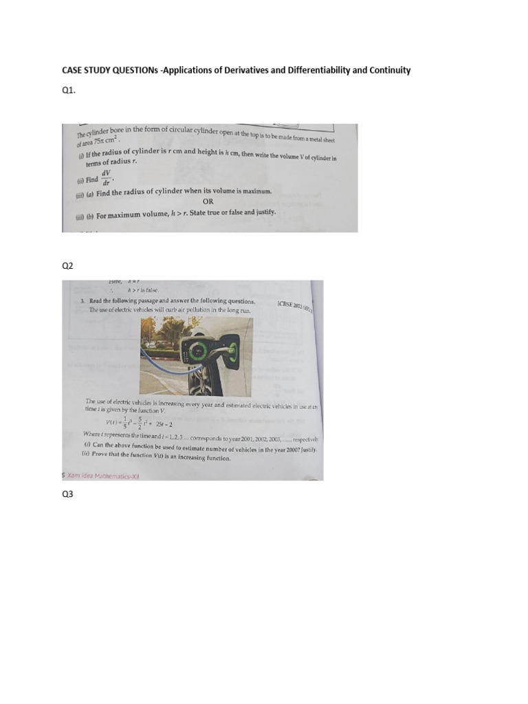 Applications of Derivatives Case Study | PDF