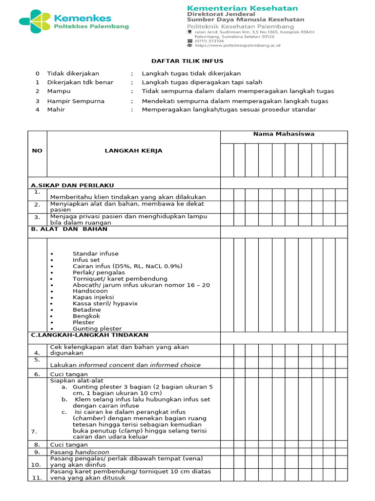 Daftar Tilik Infus Pdf