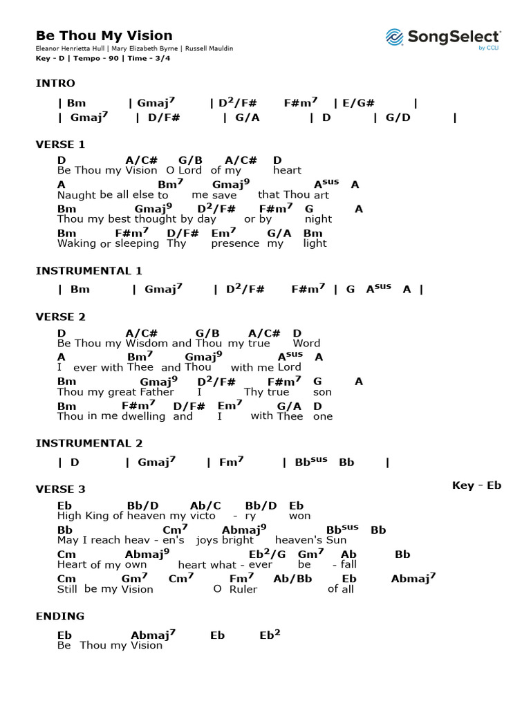 Be Thou My Vision Chords & Lyrics | PDF
