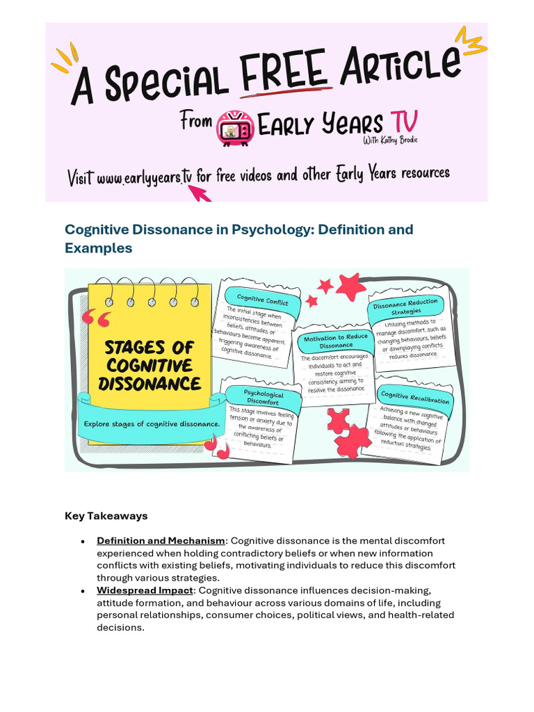 Cognitive Dissonance in Psychology Definition and Examples Article PDF ...