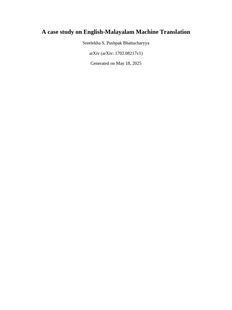 A Case Study On English-Malayalam Machine Translat | PDF | Morphology ...
