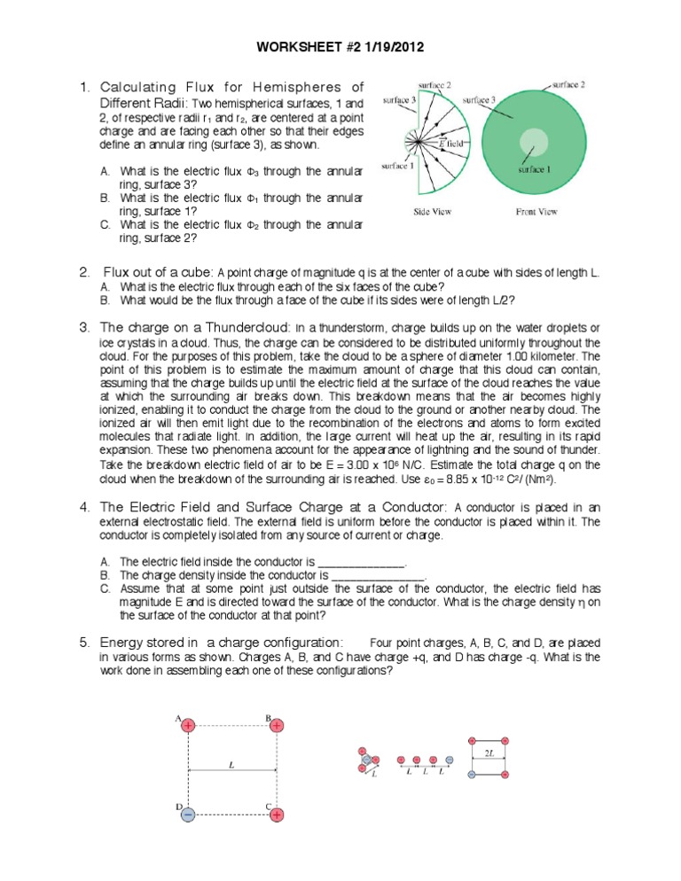 Worksheet 10 | PDF | Electric Field | Flux