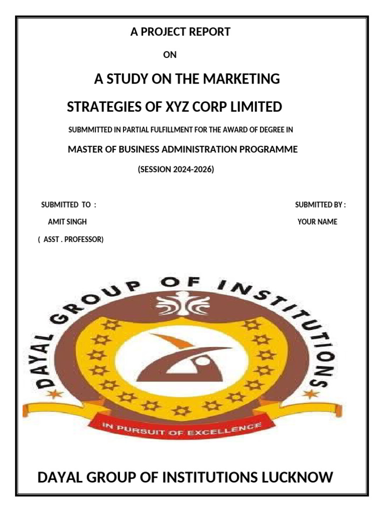 A Project Report Front Page & Common Pages | PDF