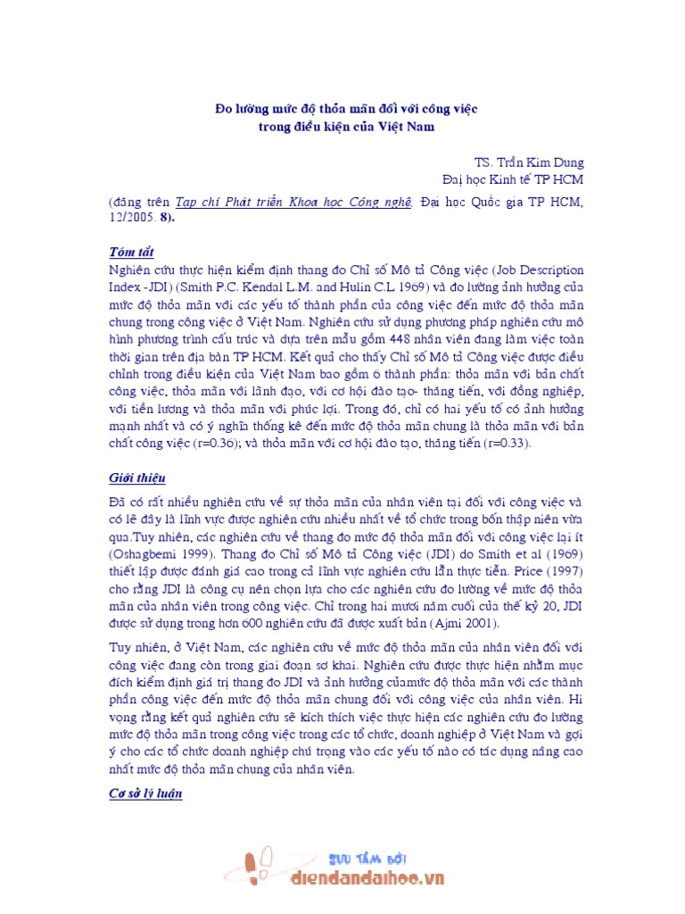 Doluong-Su-thoamancongviec-cua-nhanvien Trong DK Cua VN - Pgs Ts Tran Kim Dung | PDF