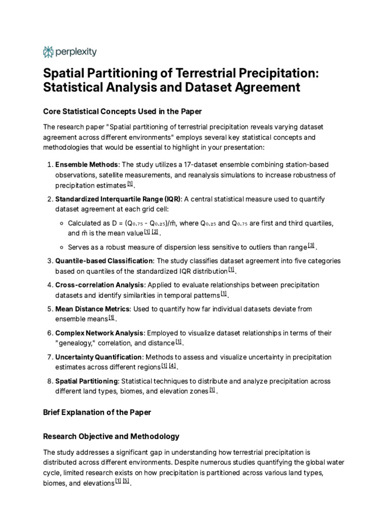 Spatial Partitioning of Terrestrial Precipitation | PDF | Precipitation | Rain