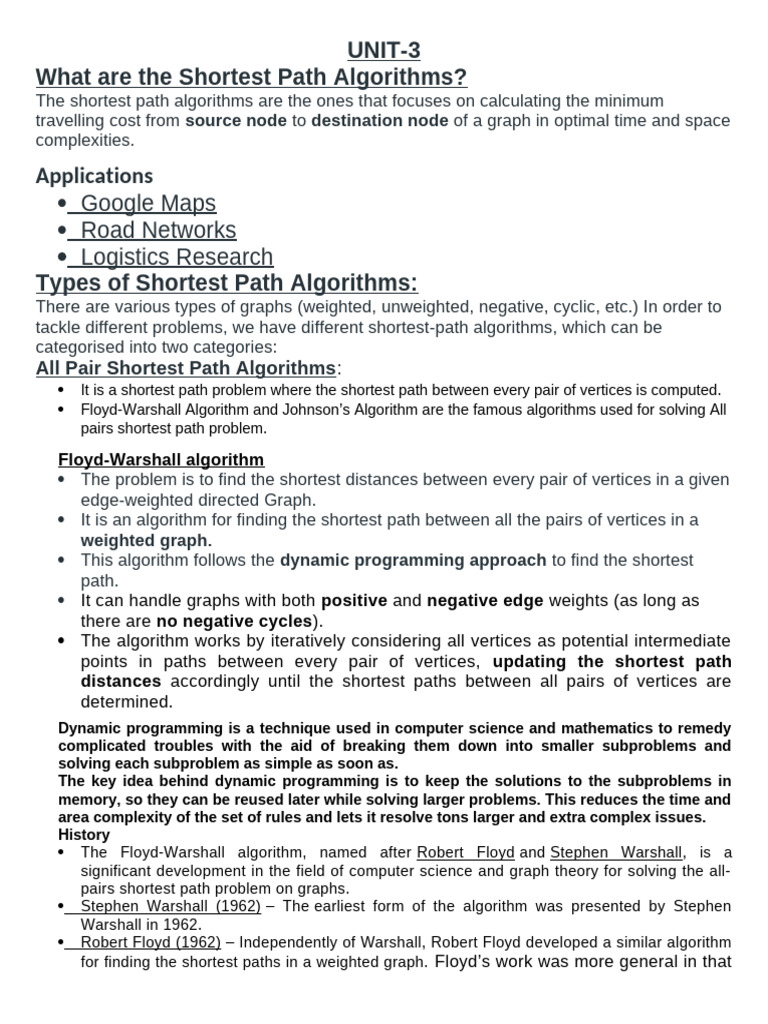 Unit 3 Shortest Path Problem Pdf Vertex Graph Theory Graph Theory