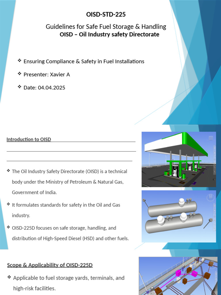 OISD 225 Guidelines For Safe Fuel Storage & Handling & TIA 942C HSD Fuel Systems For Data ...