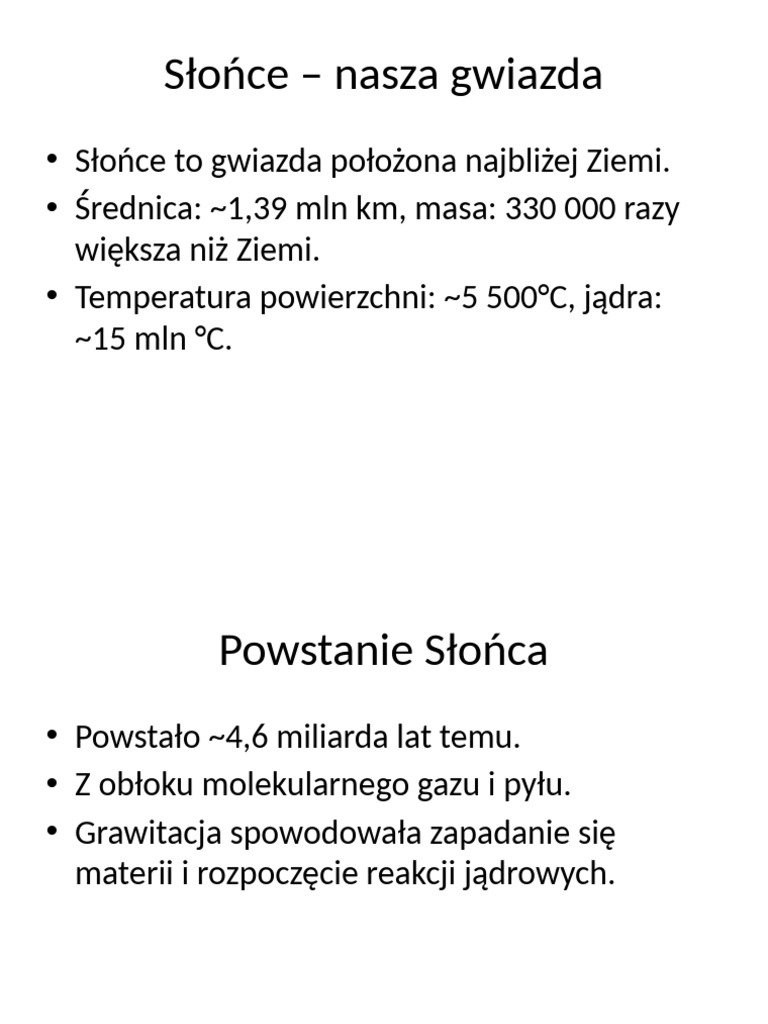 Prezentacja Slonce 1 Klasa Fizyka Zaktualizowana FINAL v4 | PDF
