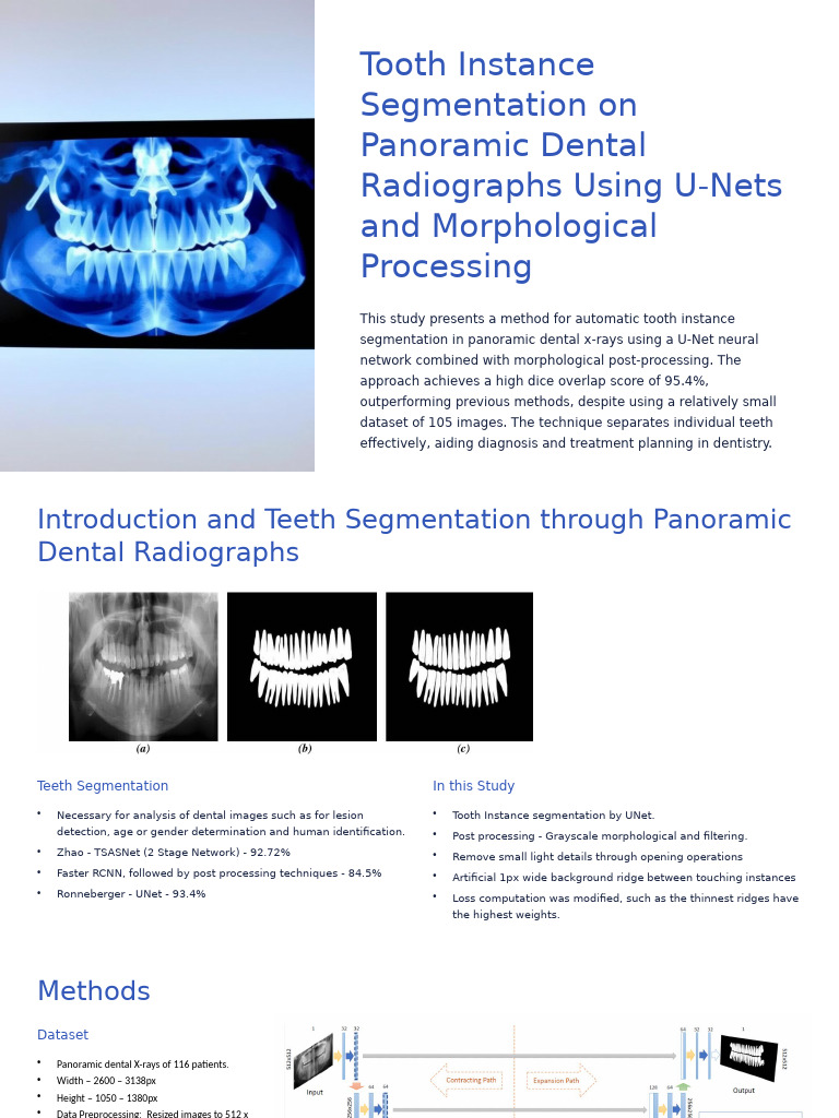 Tooth Instance Segmentation On Panoramic Dental Radiographs Using U Nets and Morphological ...