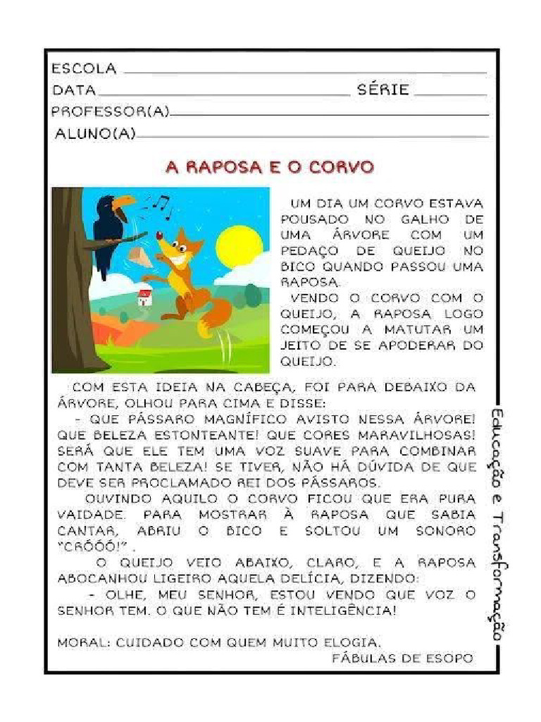 a raposa e o corvo | PDF
