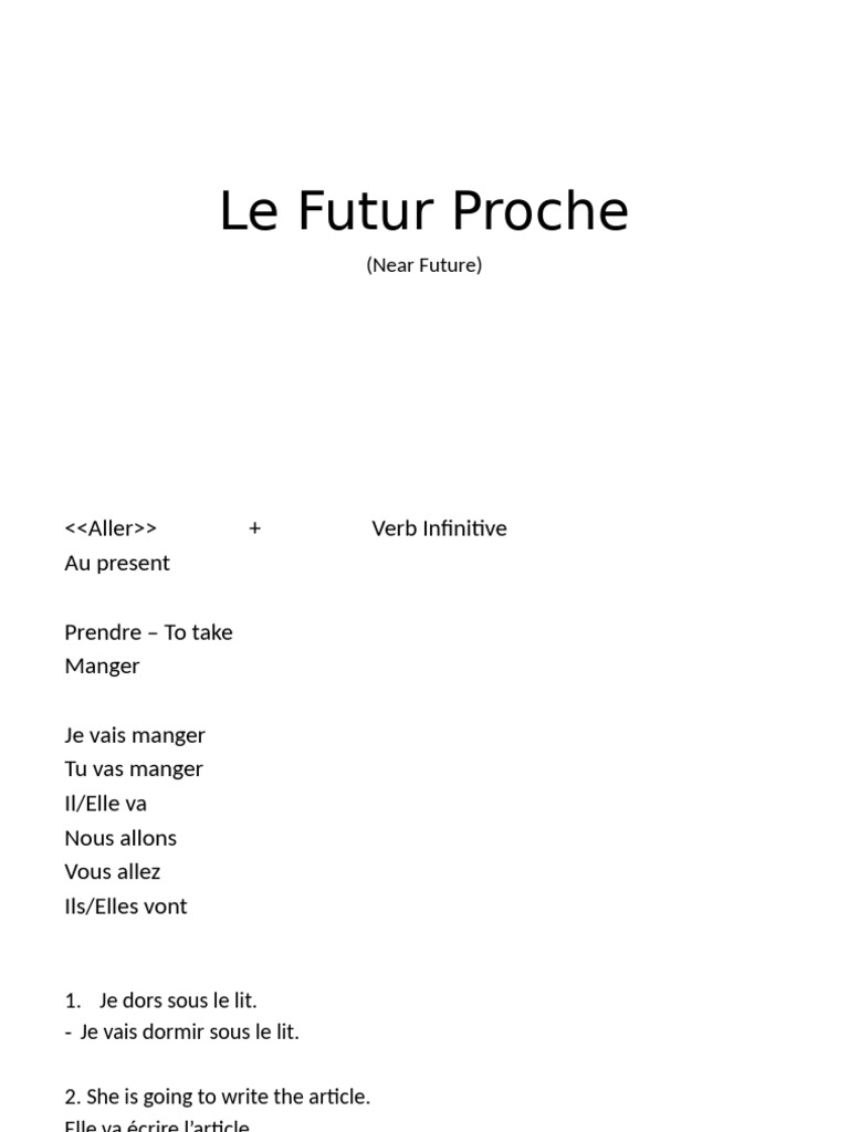 Le Futur Proche en Anglais et Français | PDF