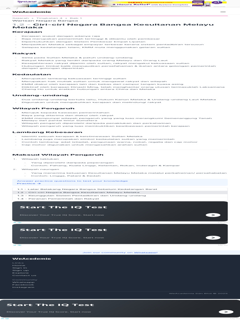 Nota & Latihan Sejarah KSSM Tingkatan 4 Bab 1.2 - WeAcademia (2025) | PDF