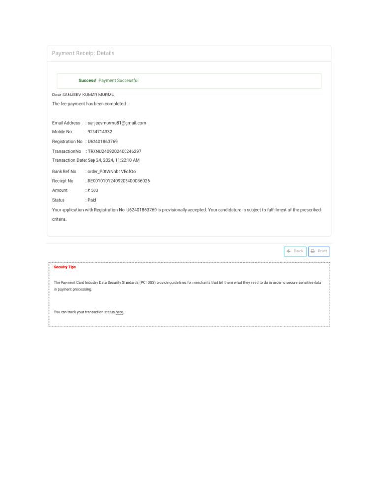 RRB NTPC 10 2 Fee Receipt | PDF