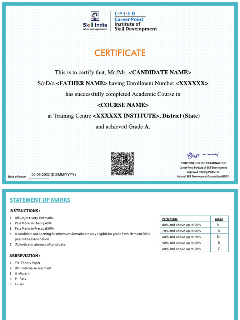 Non QP CPISD Sample Certificate | PDF