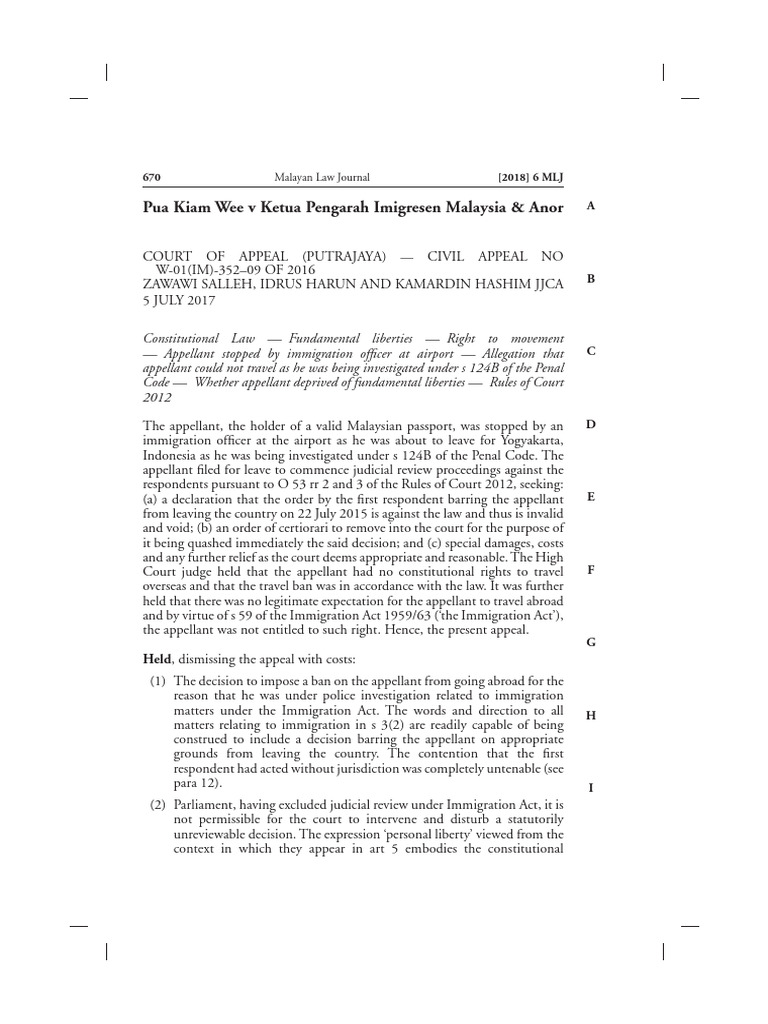 Pua Kiam Wee v Ketua Pengarah Imigresen Malaysia & Anor (2) | PDF ...