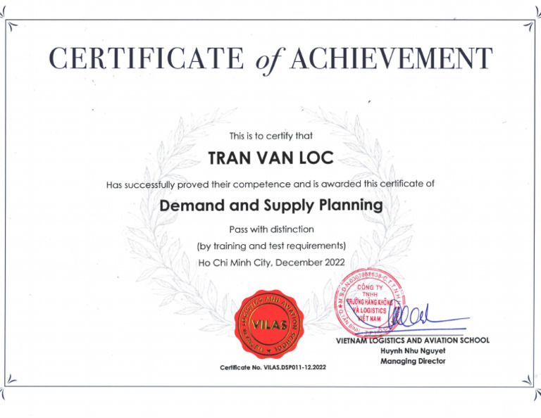 Certificate - Demand & Supply Planning | PDF