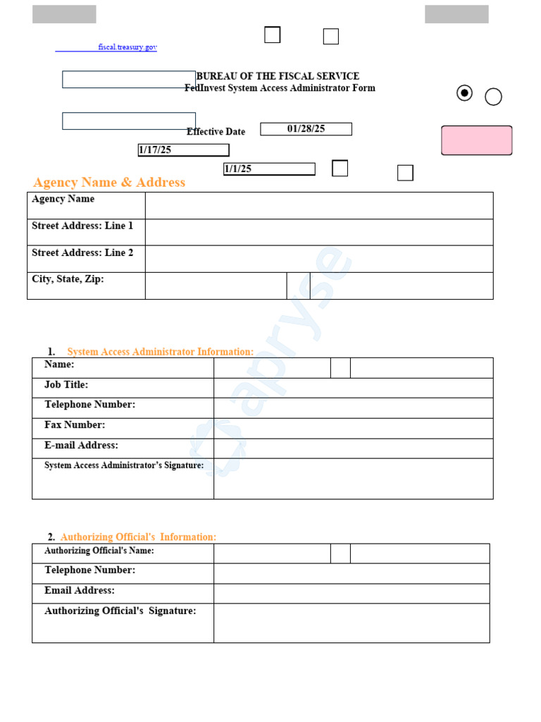 FedInvest System Access Form | PDF