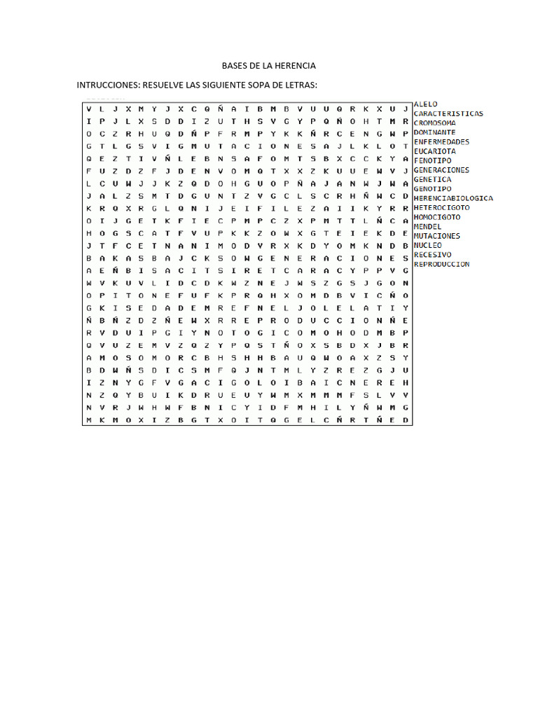 ANEXO BIOLOGIA SOPA DE LETRAS BIOLOGIA | PDF