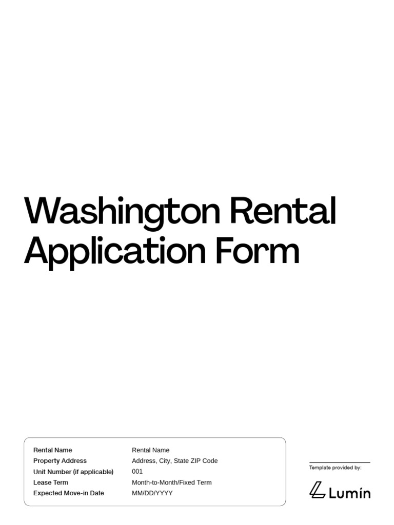 Washington Rental Application Form | PDF | Landlord | Renting