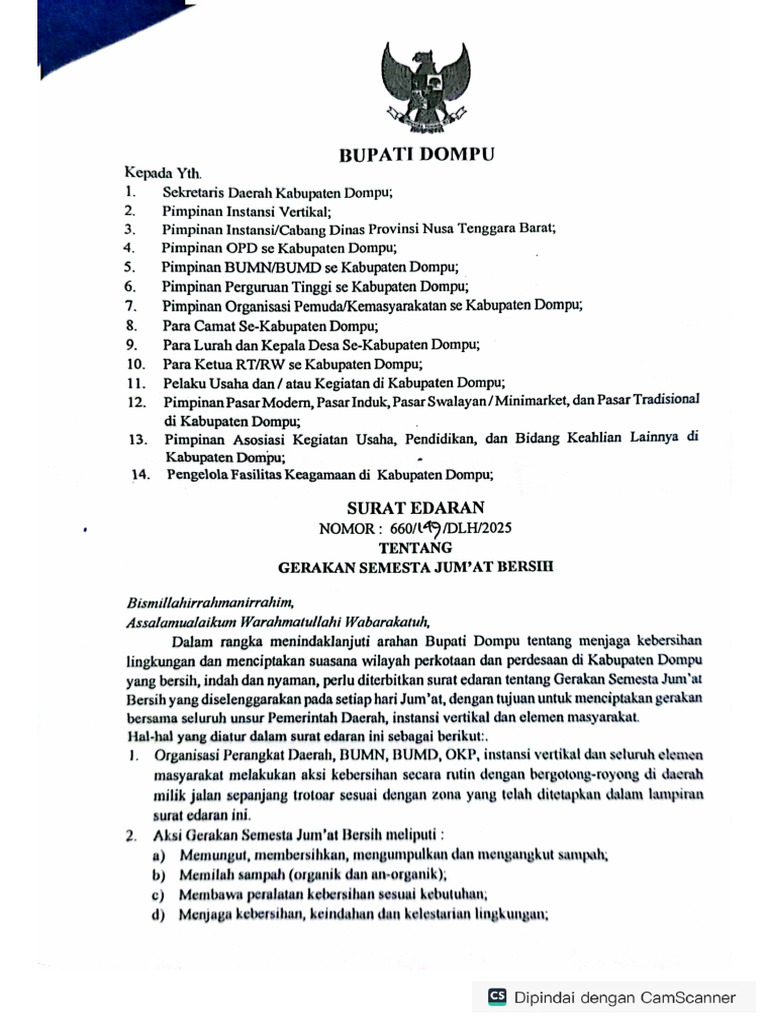 Surat Edaran Gerakan Semesta Jumat Bersih | PDF